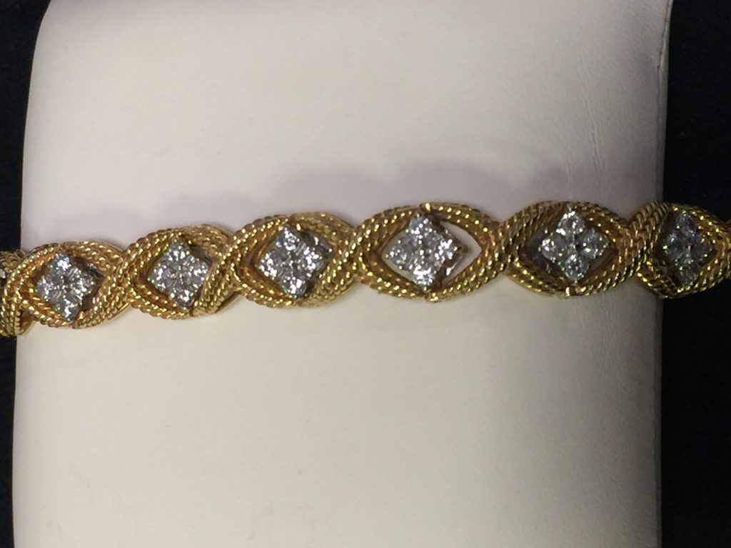 SOLD: Jabel Diamond Bracelet in Two-Tone 18k Gold 13 Cruciform Diamond ...